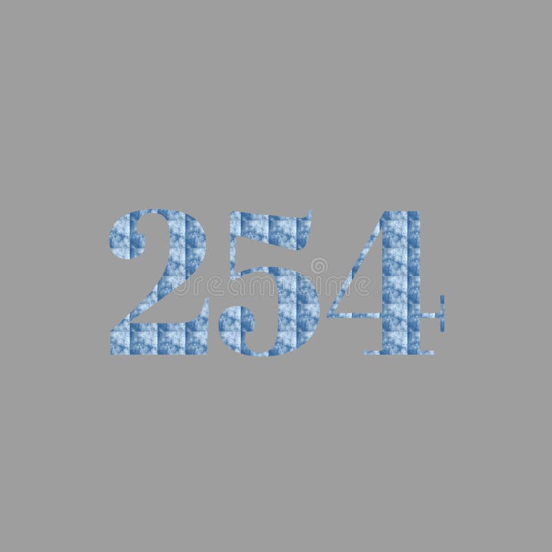 Number 254 Design with Cloud Texture on Colour Backgroung 42 Stock ...