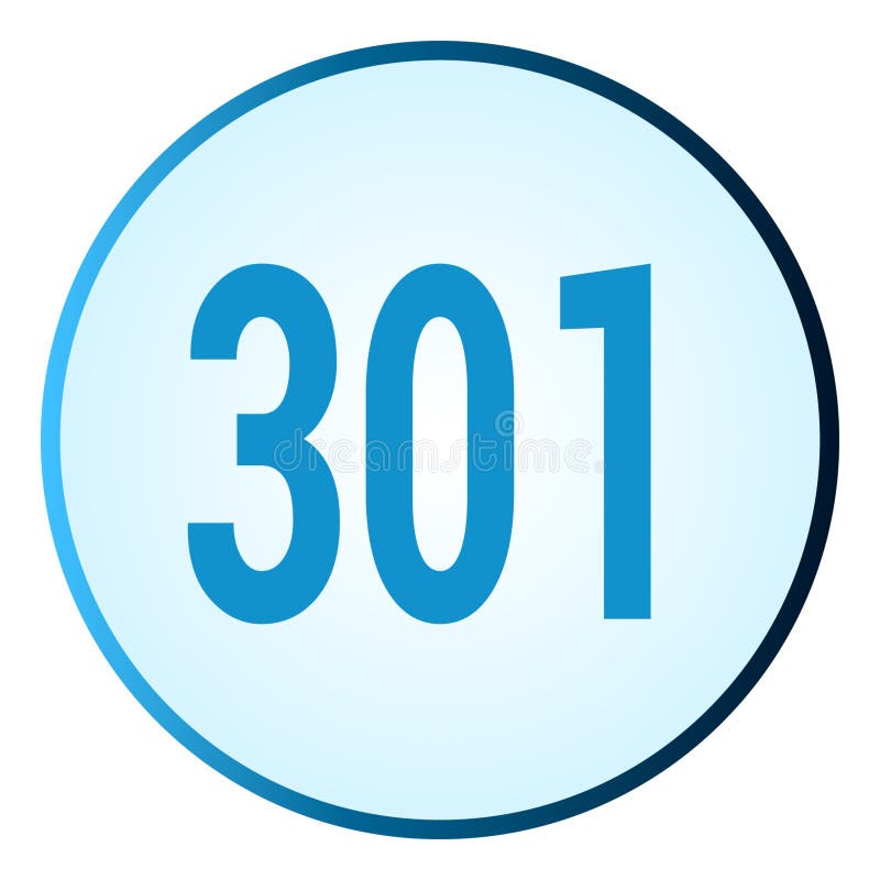 Number 301 Symbol or Logo with Round Frame in Blue Gradient Color Stock ...