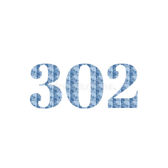 Number 302 Design with Cloud Texture on White Background Stock ...