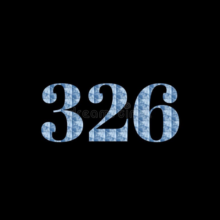 Number 326 Design with Cloud Texture on Black Background Stock ...