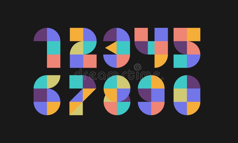 A Set of Creative and Colorful Number Logo Designs Typography from 1 To ...