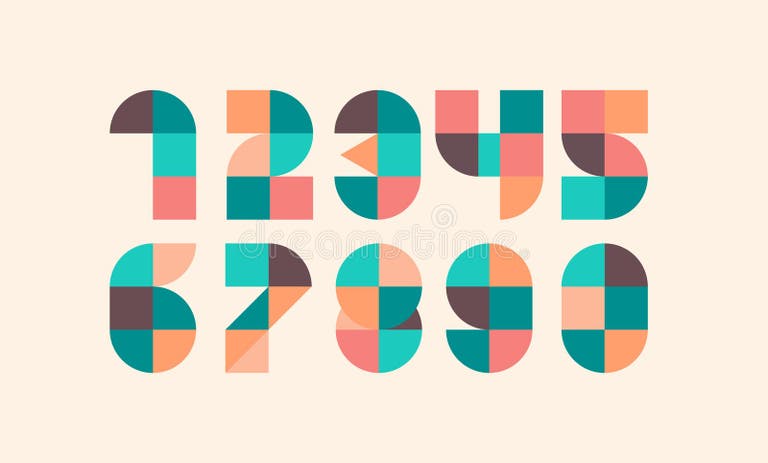 A Set of Creative and Colorful Number Logo Designs Typography from 1 To ...