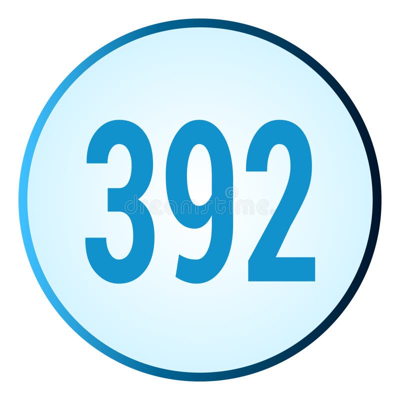 Number 392 Symbol or Logo with Round Frame in Blue Gradient Color Stock ...