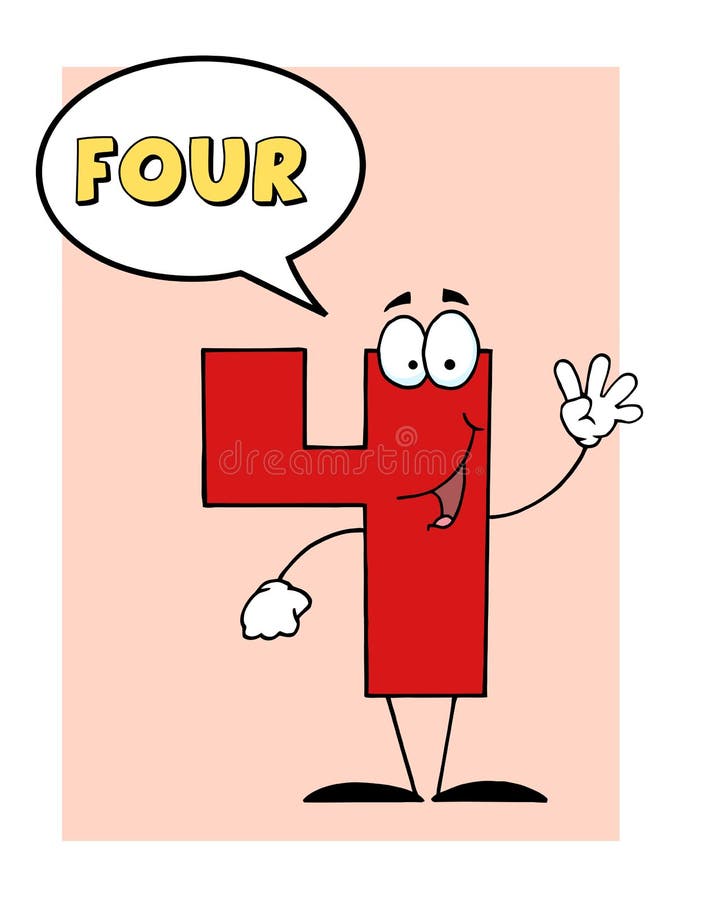 Number 4 Four Guy with Speech Bubble Stock Vector - Illustration of ...