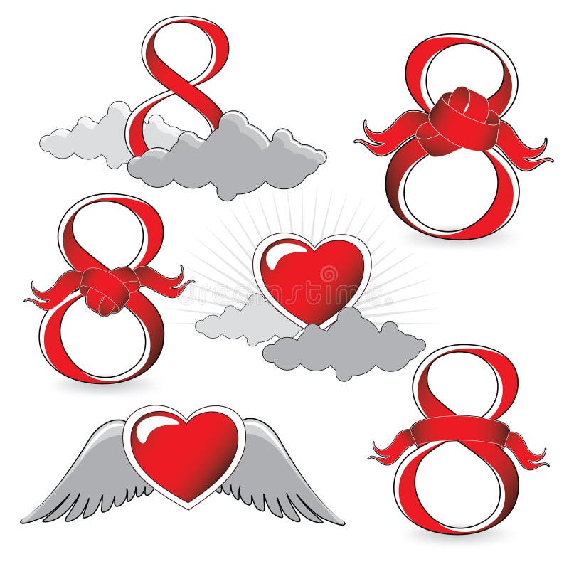 Number 8 and heart icons stock vector. Illustration of illustrated ...