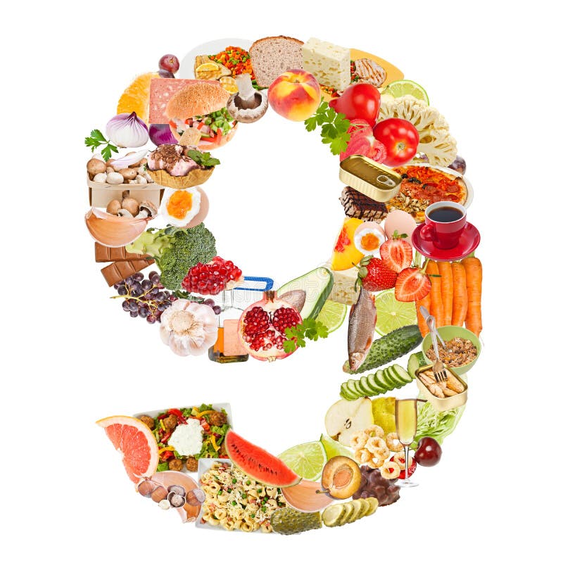 Number 9 made of food stock photo. Image of health, character - 26501366