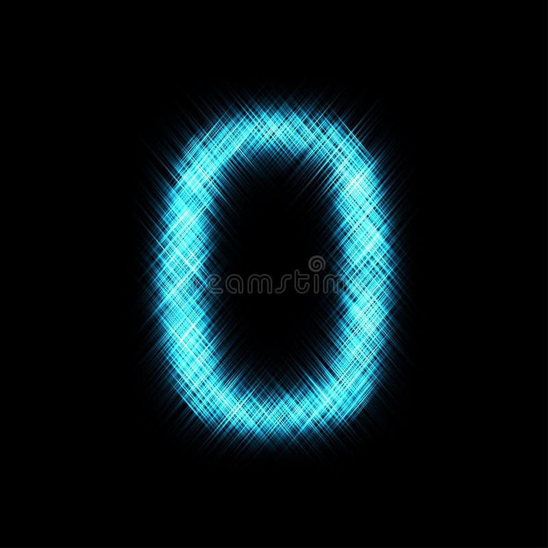 Number 0, Abstract Light on Dark Background. Vector Illustration. Stock ...