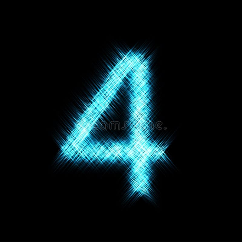Number 4, Abstract Light on Dark Background. Vector Illustration. Stock ...