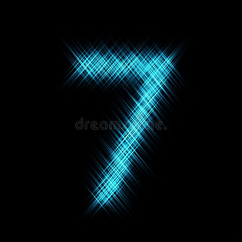 Number 7, Abstract Light on Dark Background. Vector Illustration. Stock ...