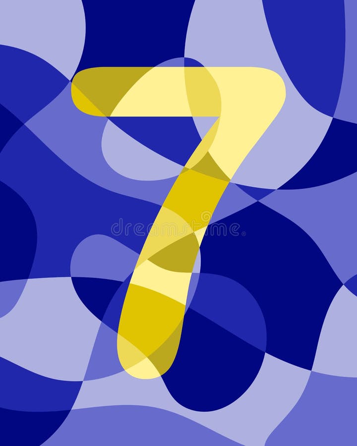 Number 7 of Abstract Smooth Rounded Shapes. Contrasting Yellow Number ...