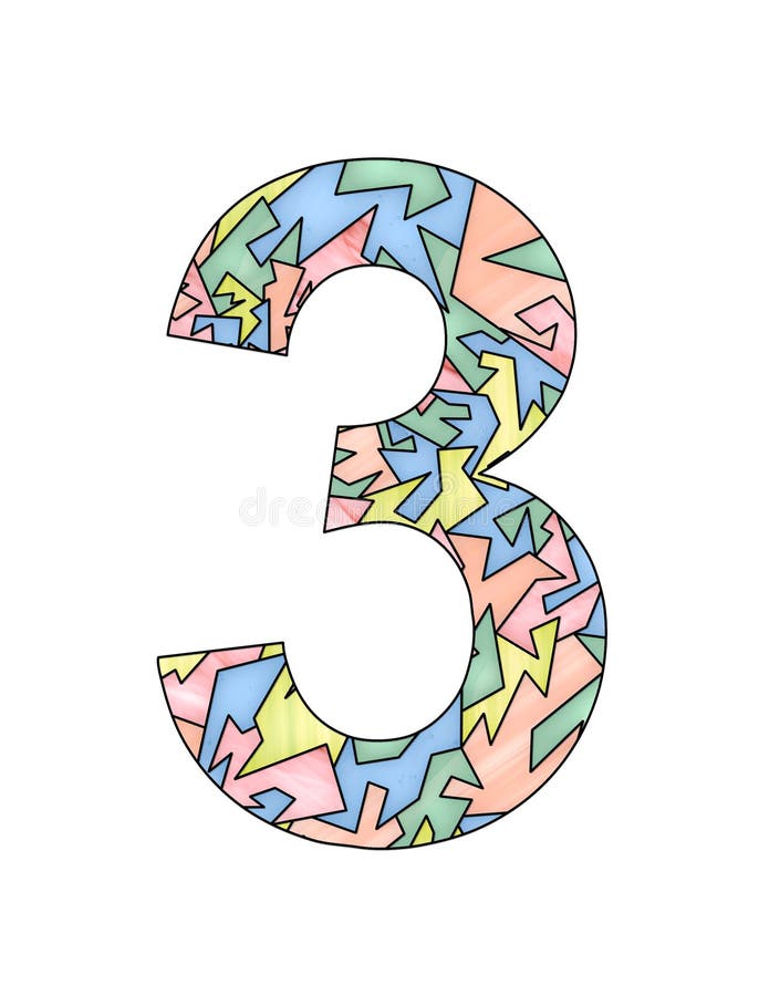 Number 3 for Ad Design or Text with Stained Glass Style Stock ...