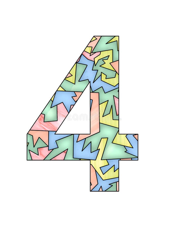 Number 4 for Ad Design or Text with Stained Glass Style Stock ...