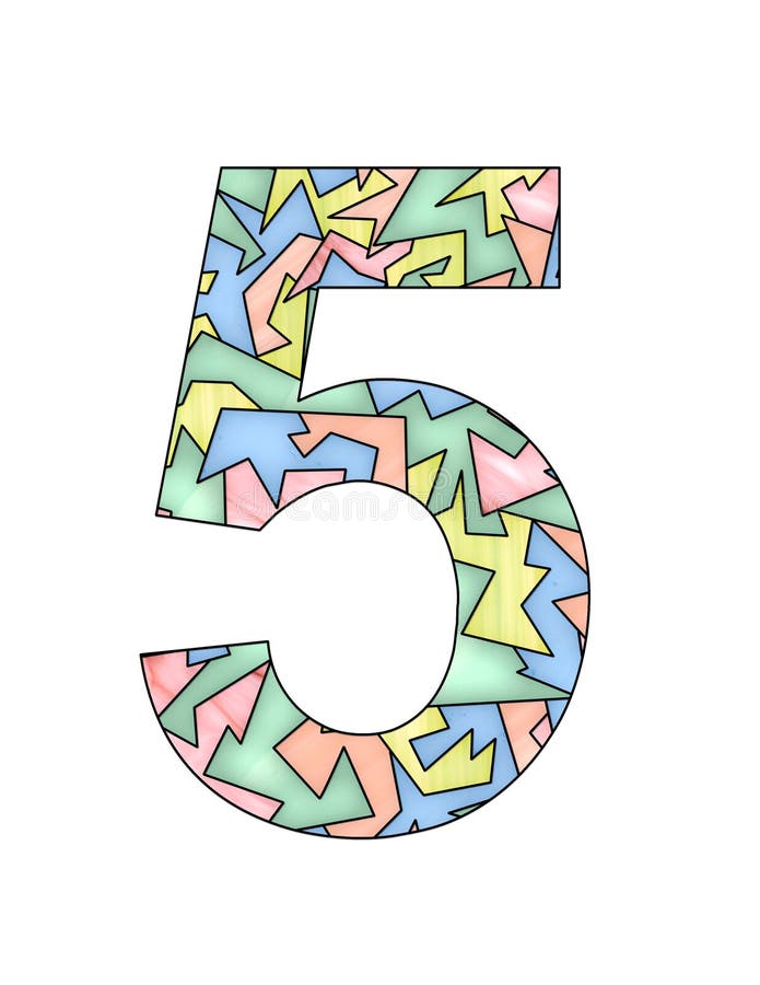 Number 5 for Ad Design or Text with Stained Glass Style Stock ...
