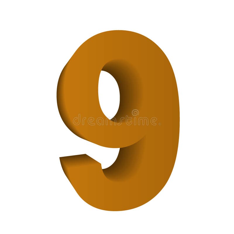 Number 9 with Akleric Plastic Material, 3d Illustration Stock ...