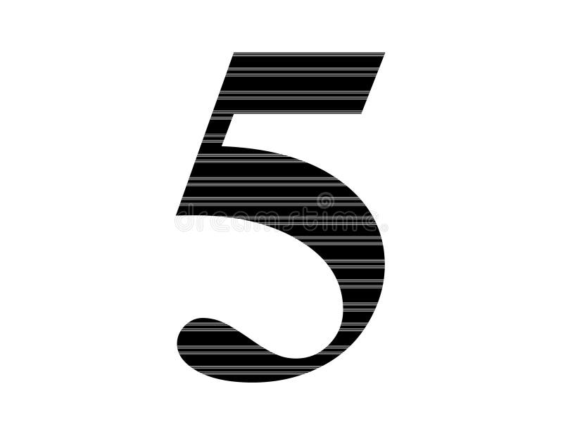 Number 5 of the Alphabet Made with Black and White Stripes Stock ...