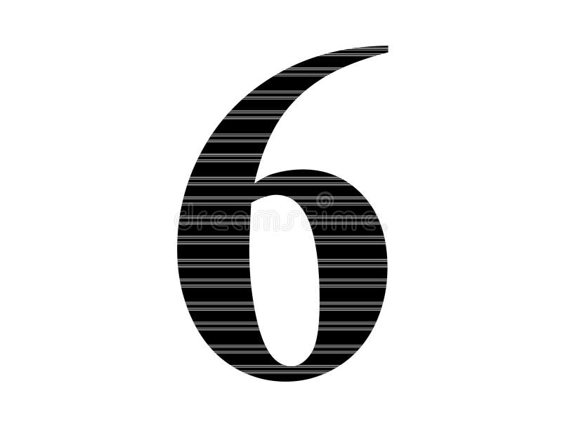 Number 6 of the Alphabet Made with Black and White Stripes Stock ...