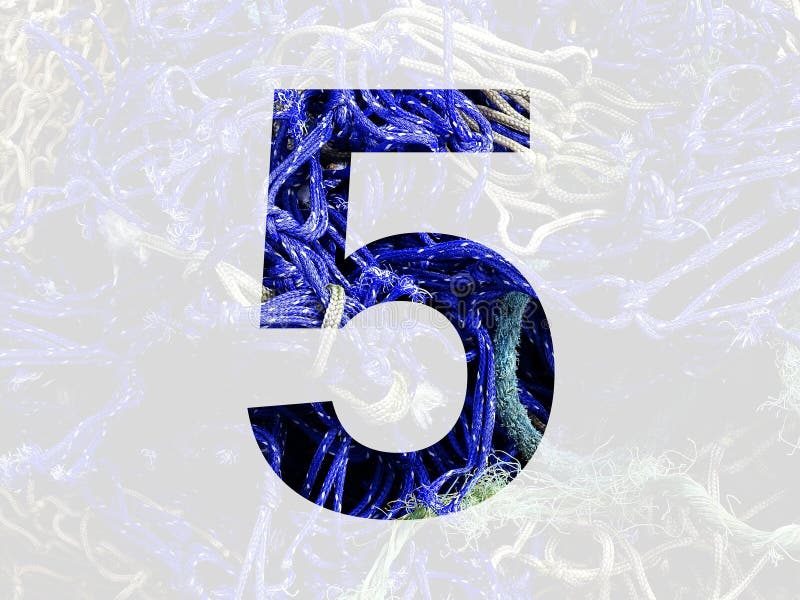 Number 5 of the Alphabet Made with Blue and White Rope Stock Image ...