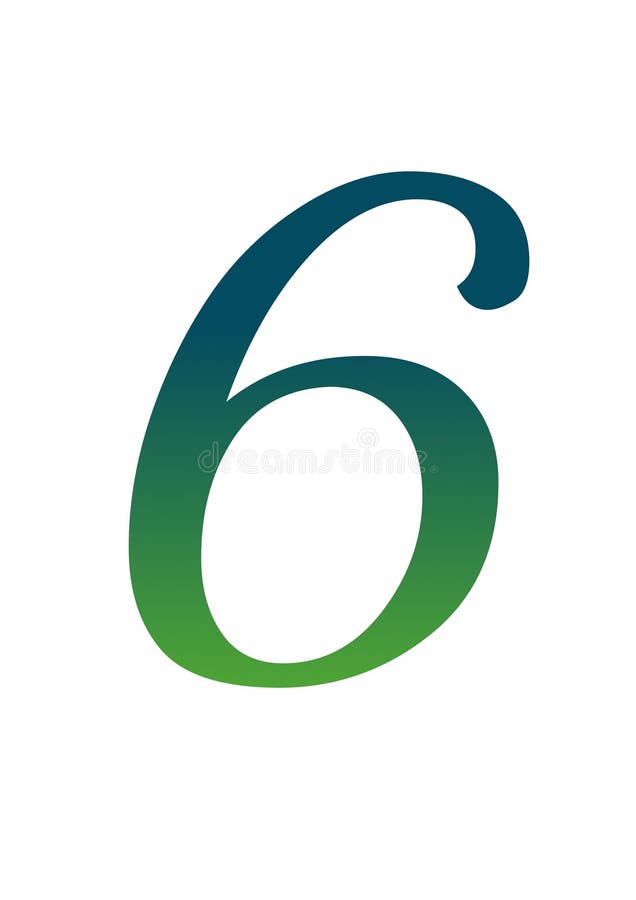 Number 6 of the Alphabet Made with Green and Blue Gradient Stock ...