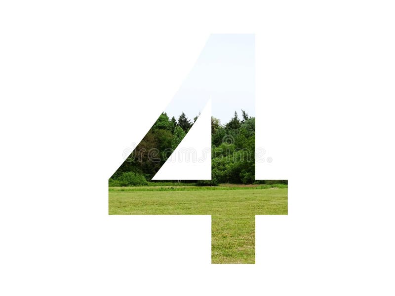 Number 4 of the Alphabet Made with Landscape with Grass, Forest and a ...