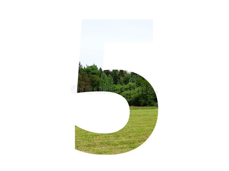 Number 5 of the Alphabet Made with Landscape with Grass, Forest and a ...