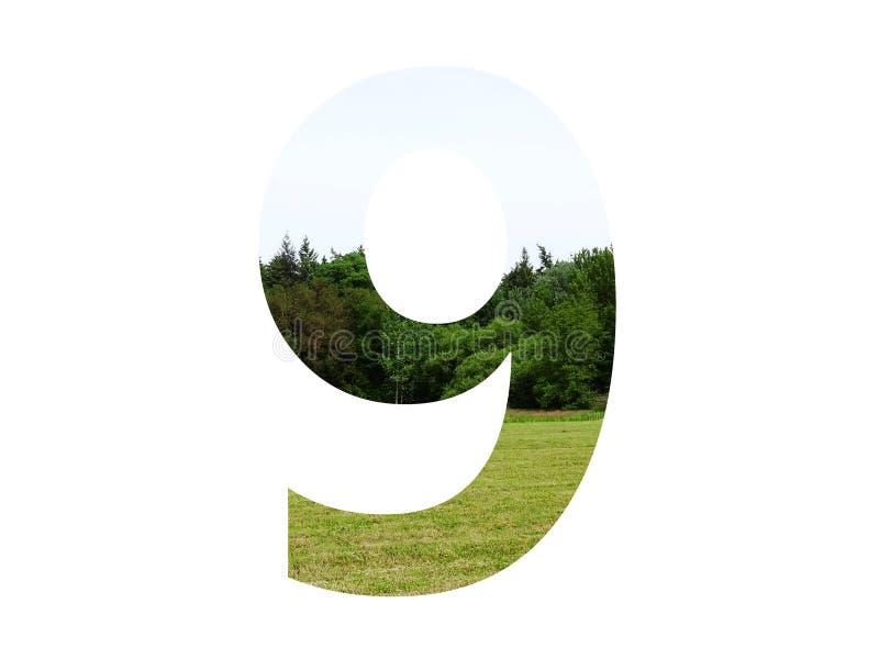 Number 9 of the Alphabet Made with Landscape with Grass, Forest and a ...