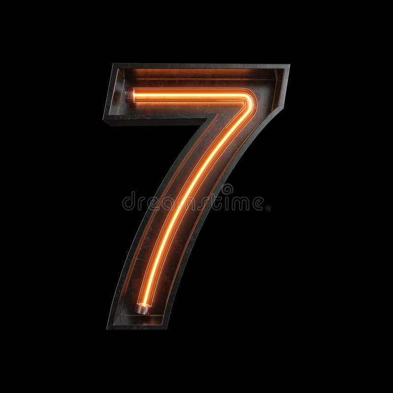 Number 7, Alphabet Made from Neon Light with Clipping Path Stock ...