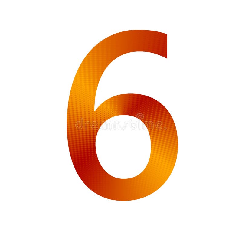 Number 6 of the Alphabet Made with Orange and Yellow Background Stock ...