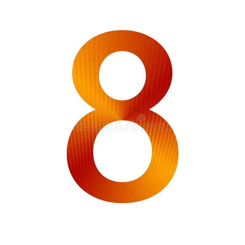 Number 8 of the Alphabet Made with Orange and Yellow Background Stock ...