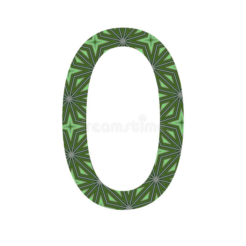 Number 0 of the Alphabet Made with a Pattern of Green Stars Stock ...