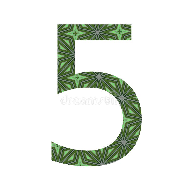 Number 5 of the Alphabet Made with a Pattern of Green Stars Stock ...