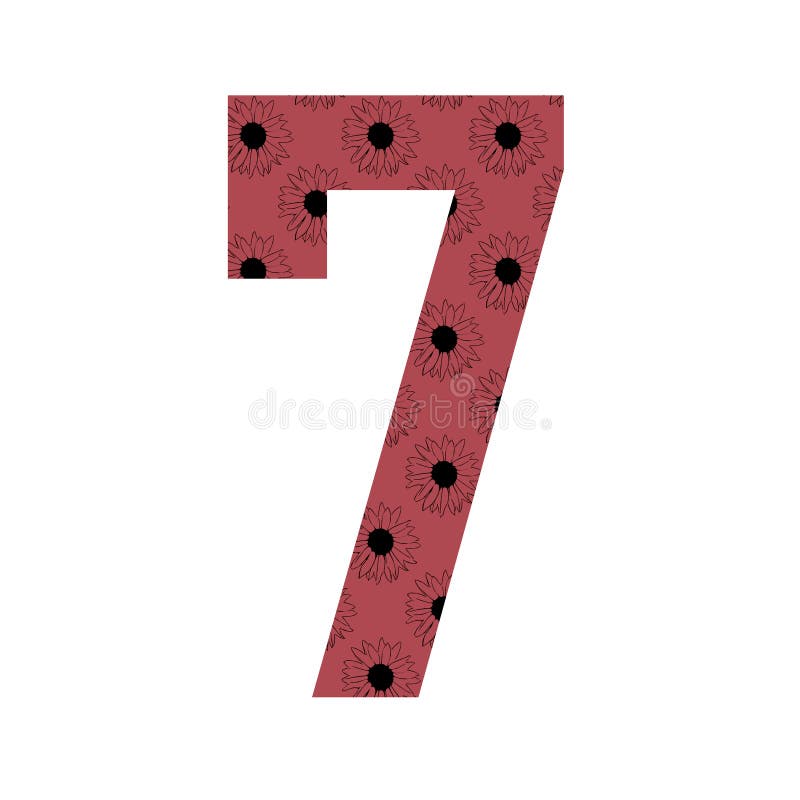 Number 7 of the Alphabet Made with a Pattern of Sunflowers with a Dark ...