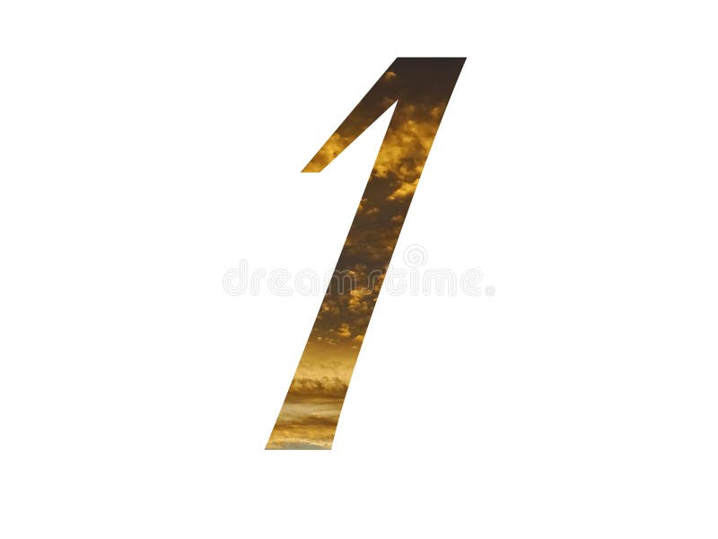 Number 1 of the Alphabet Made with a Yellow Pattern of Yellow Clouds on ...