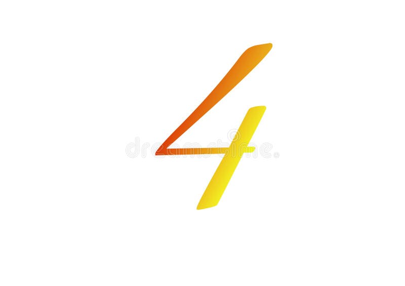 Number 4 of the Alphabet Made with Yellow and Red Gradient Stock ...