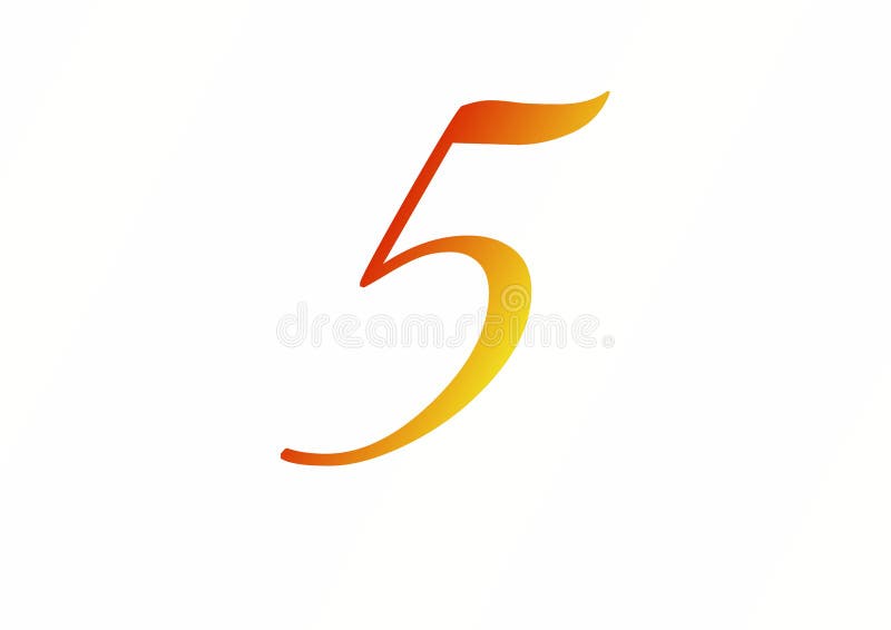 Number 5 of the Alphabet Made with Yellow and Red Gradient Stock ...