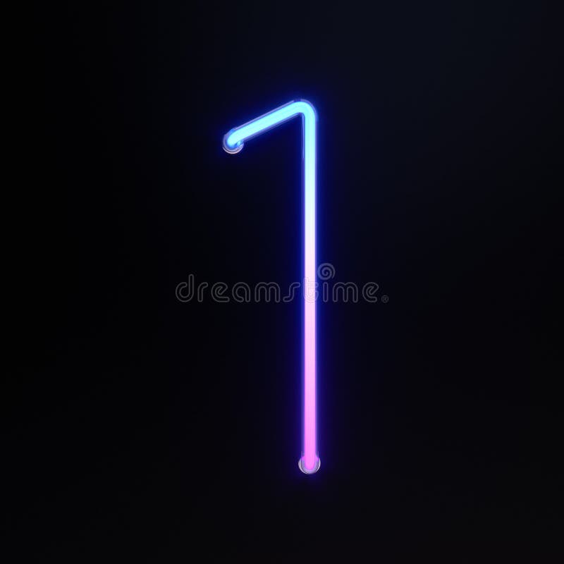 Number 1, Alphabet. Neon Retro 3d Number Isolated on a Black Background ...