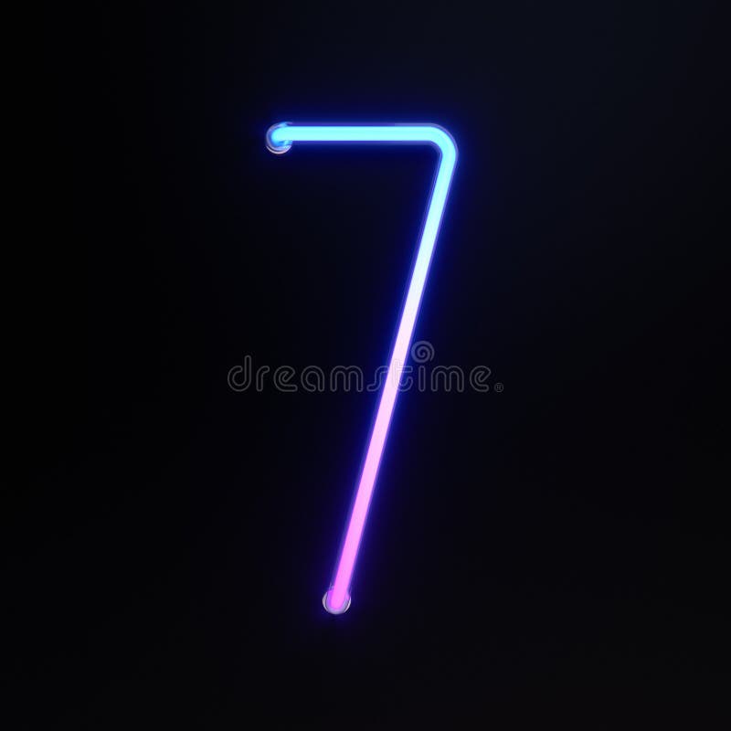 Number 7, Alphabet. Neon Retro 3d Number Isolated on a Black Background ... Number 7, Alphabet. Neon Retro 3d Number Isolated on a Black Background ...