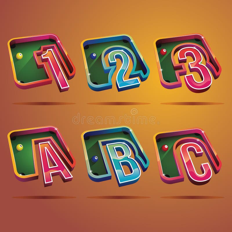Number and Alphabet Set. Vector Illustration Decorative Design Stock ...