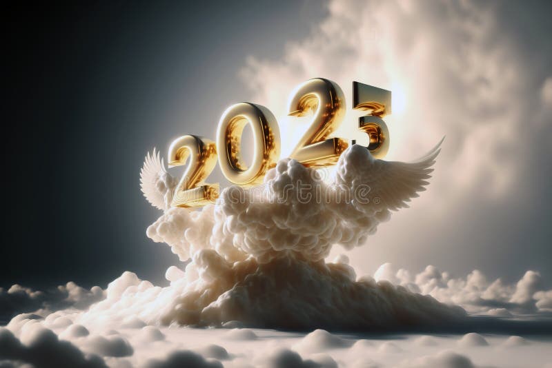 Number 2023 with Angel and Clouds Stock Illustration - Illustration of ...