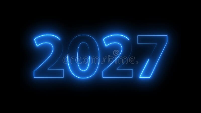 2027 Number Animate Footage with Neon Light Effect. 4k Stock Video ...