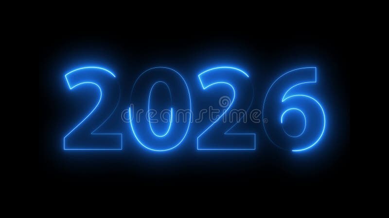 2026 Number Animate Footage with Neon Light Effect Stock Footage ...