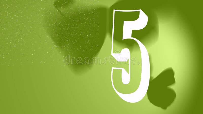Number 5 Animation with Floating Particles Over Green Background Stock ...