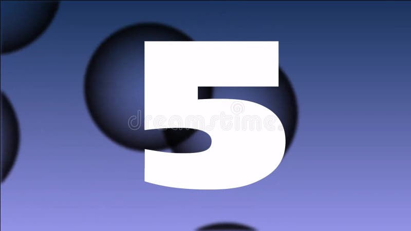 Number 5 Animation Over Blue Gradient Background with Black Spheres ...