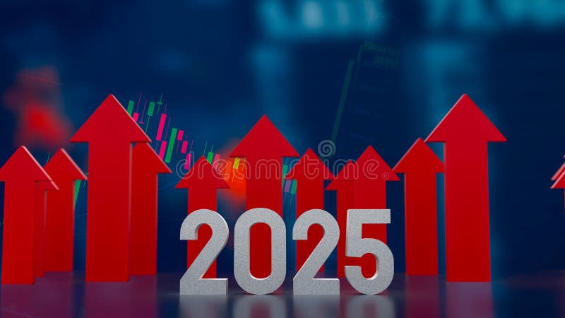 The 2025 Number and Arrow Up for Business Concept 3d Rendering Stock ...