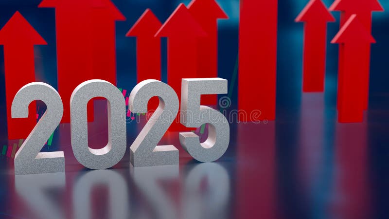 The 2025 Number and Arrow Up for Business Concept 3d Rendering Stock ...