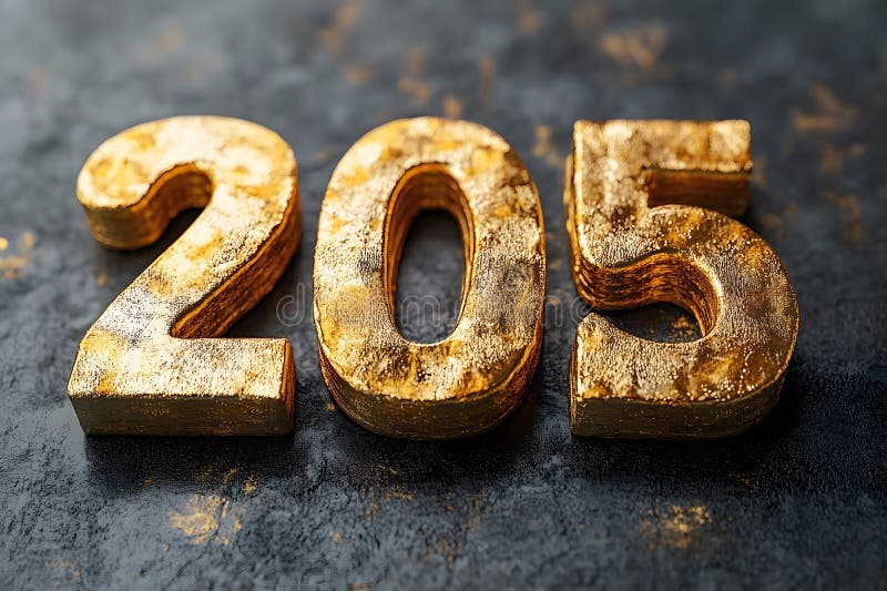 Golden Number 205 in Metallic Texture for Modern Design Concepts ...