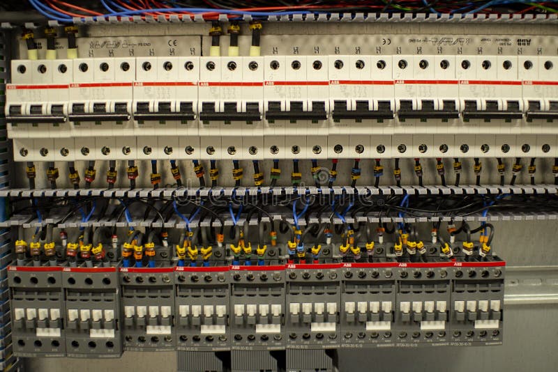 A Number of Automatic Machines in the Electrical Panel.Modern Electric ...