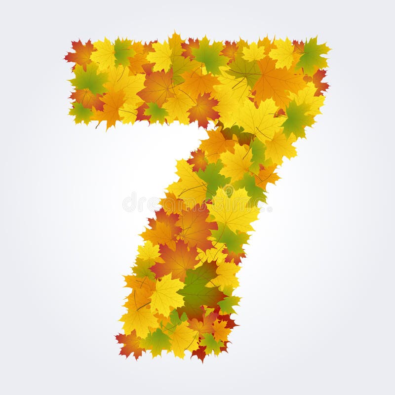 Number 7 of the Autumn Leaves Stock Vector - Illustration of fall, font ...