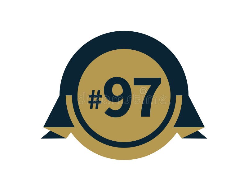Number 97 or #97 Badge Design Stock Vector - Illustration of ribbon ...
