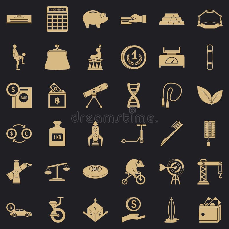 Number Balance Icons Set, Simple Style Stock Vector - Illustration of ...