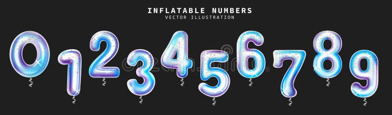 Number Balloons Set Vector Design. Balloons Numbers Inflatable Elements ...